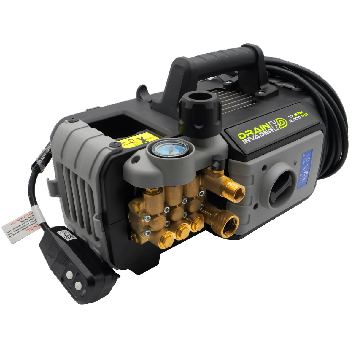 Drain Invader HD - Hand Carry Electric Sewer Jetter 2000 PSI, 1.7 GPM ...